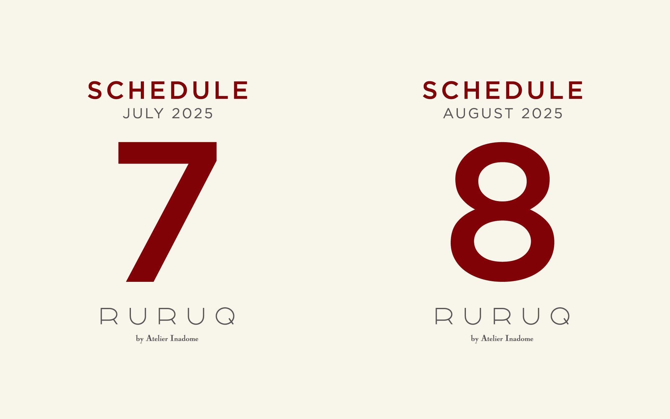 RURUQショップ 7-8月カレンダー